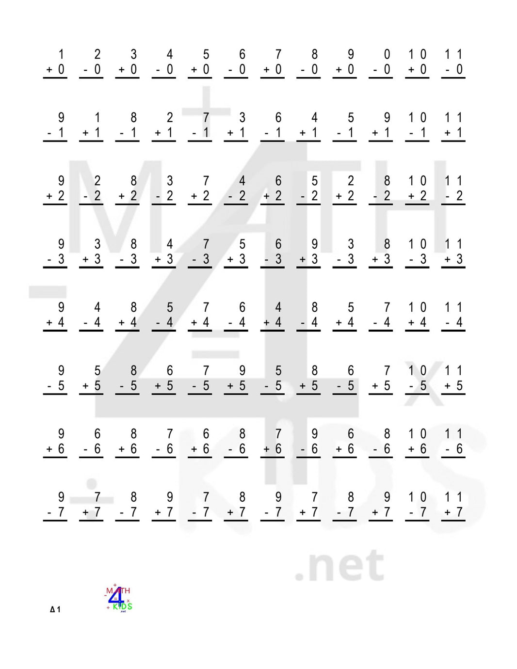 Printable Math Worksheets Collection – Math4Kids.net