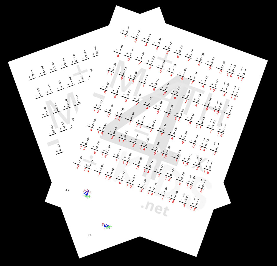 Printable Math Worksheets and Tools – Math4Kids.net